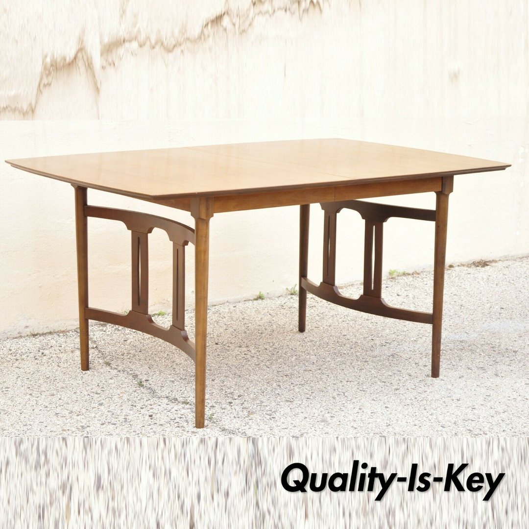 Mid Century Modern Sculpted Walnut Expanding Dining Room Table with 3 ...