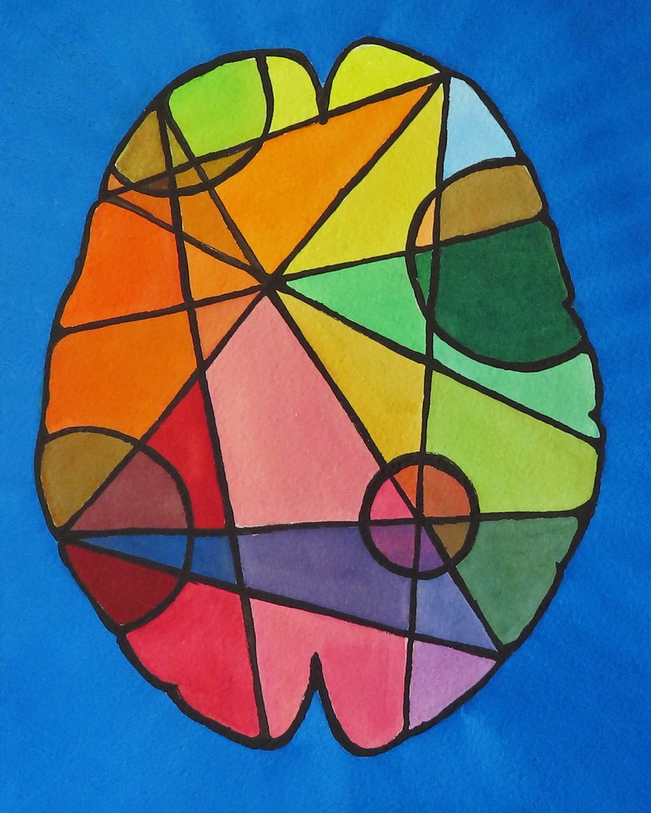 Stained Glass Brain 19 - original watercolor painting - neuroscience ...