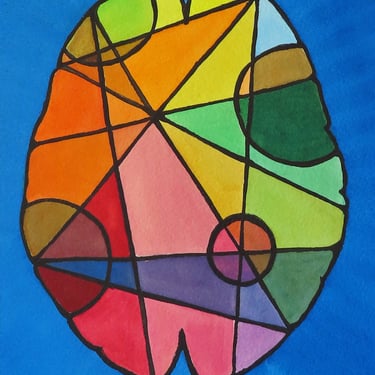 Stained Glass Brain 19 - original watercolor painting - neuroscience ...