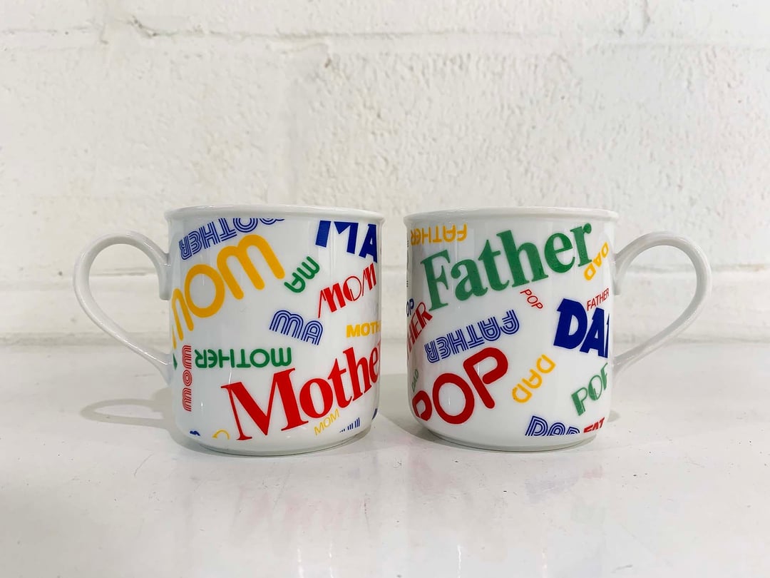 Vintage Ceramic Mom Dad Mugs Retro Mug Matching New Parents | Check ...