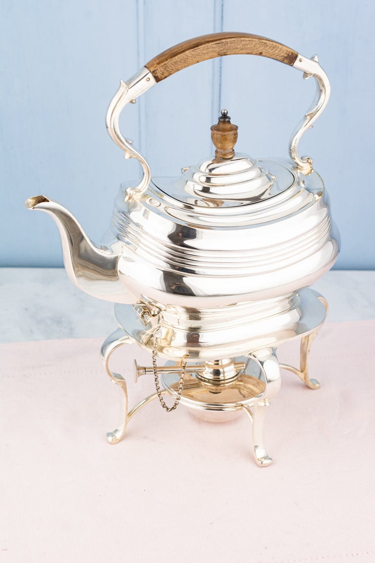 Antique Silverplate Tipping Teapot on Warming Burner | Posh Chicago ...