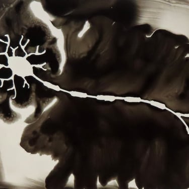 Black Motor Neuron - original ink painting of brain cell | Artologica ...