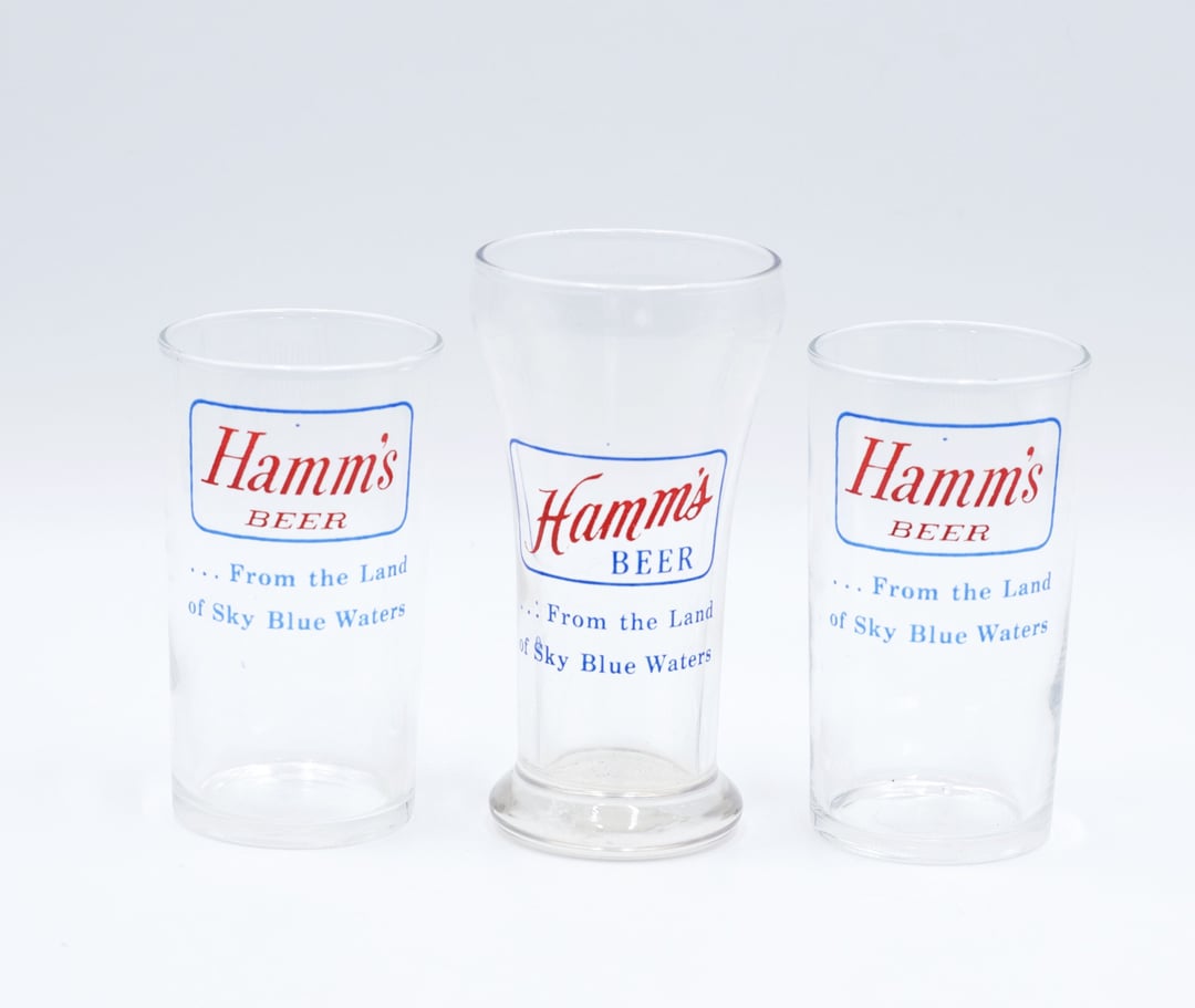 Vintage Hamm's Beer Chaser Glasses (2), Sham, Pilsner Glass (1), From ...