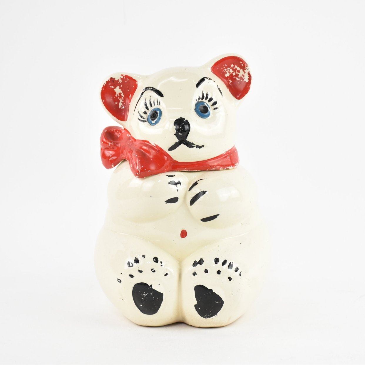 1950s American Bisque Porcelain Teddy Bear Cookie Jar | Bluff St Props ...