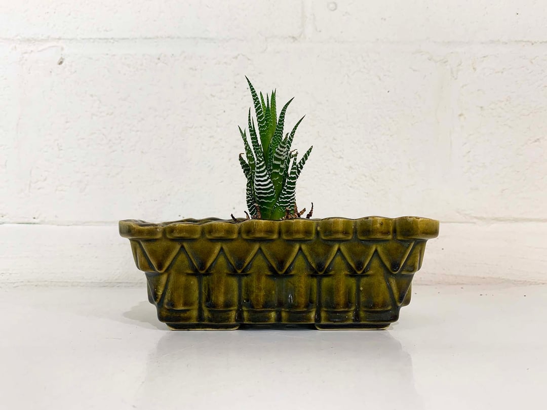 Vintage Upco Green Mid Century Modern USA Pottery Planter Glaze | Check ...