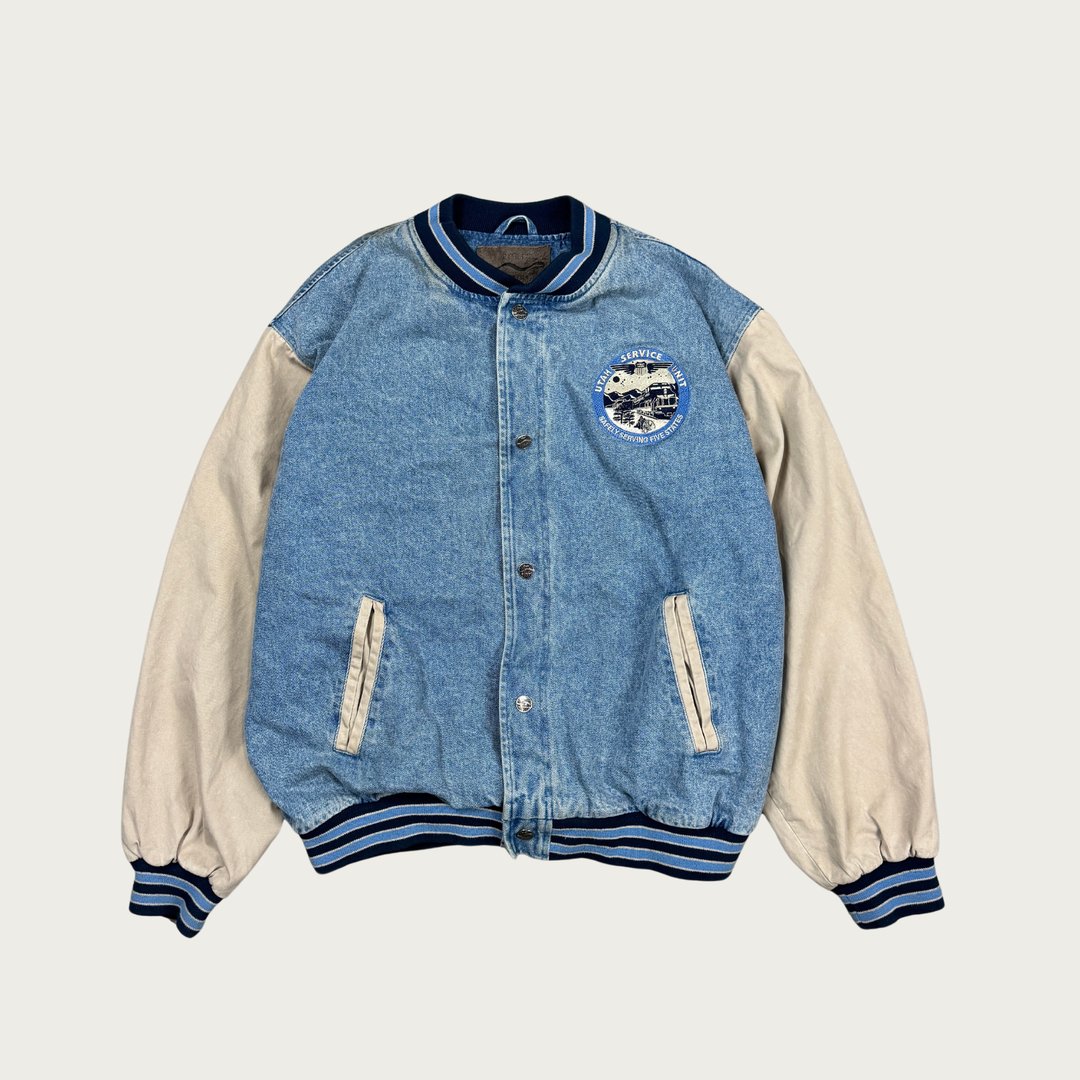 (XL) Utah Service Unit Denim Varsity Jacket | The Clothing Warehouse ...