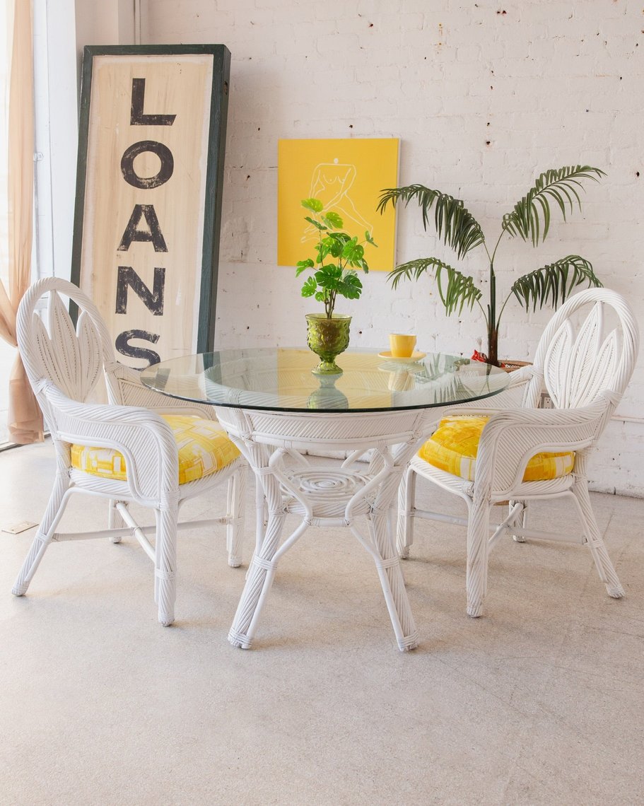 Vintage White Wicker Dining Set | Sunbeam Vintage | Highland Park - Los ...