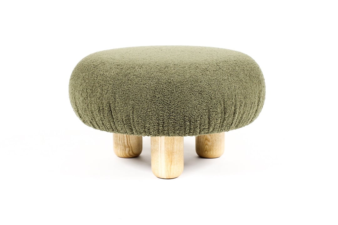 Custom Modernist Japandi Bolete Ottoman / Footstool — Turned Ash legs ...
