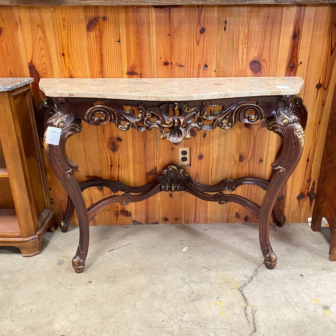 Ornately Carved Cabriole Leg Console Table with Stone Top | Community ...