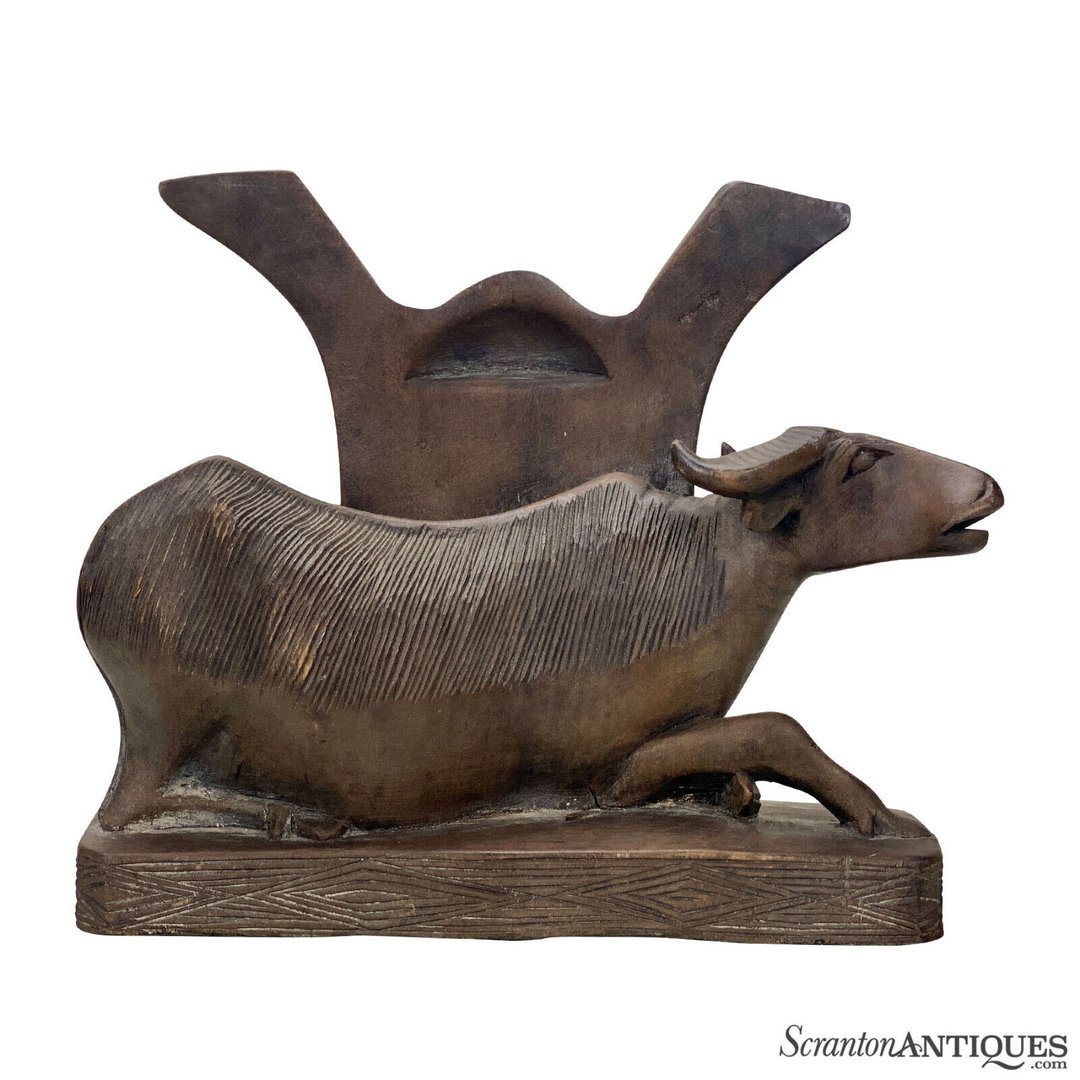 Vintage African Carved Mahogany Cape Buffalo Yoke Table Sculpture ...