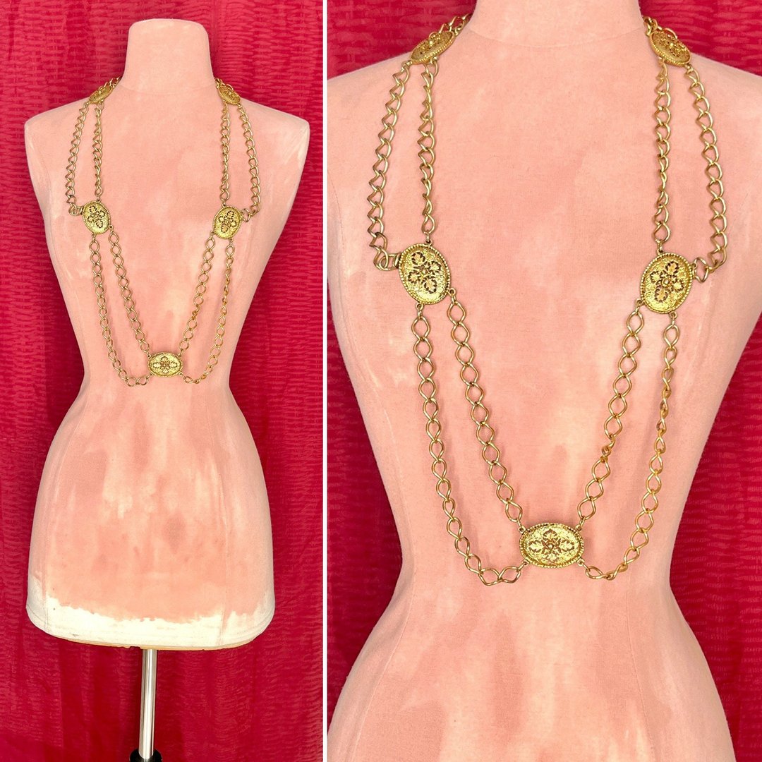 Layered Chain Belt, Medallions, Coins, Style As Necklace, Adjustable ...