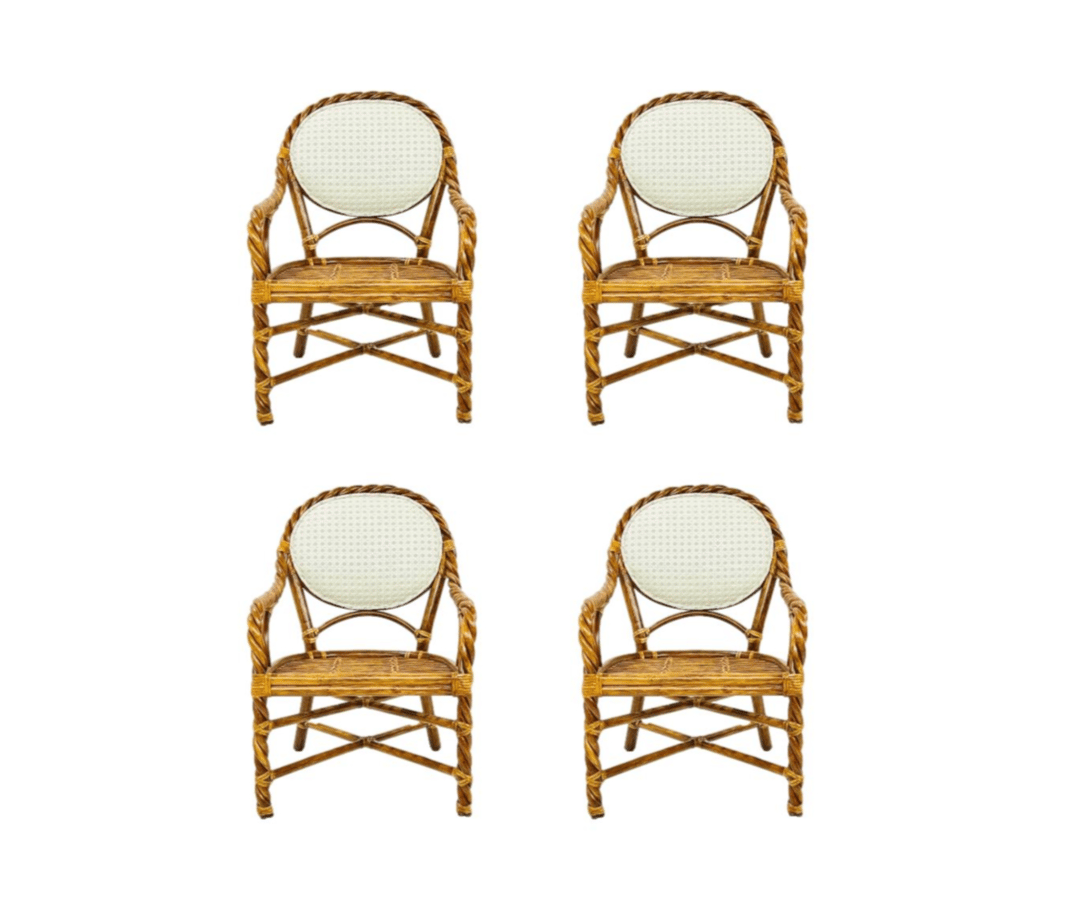 #1599 Set of 4 McGuire Twisted Rattan Dining Chairs | Again & Again ...