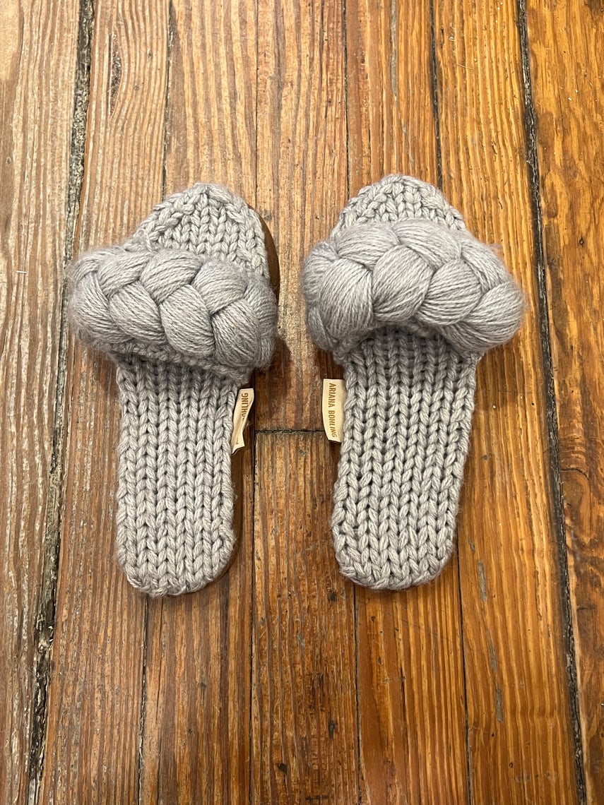 Braided Slide Wool Slipper Grey Sample | Ariana Bohling | Brooklyn, NY