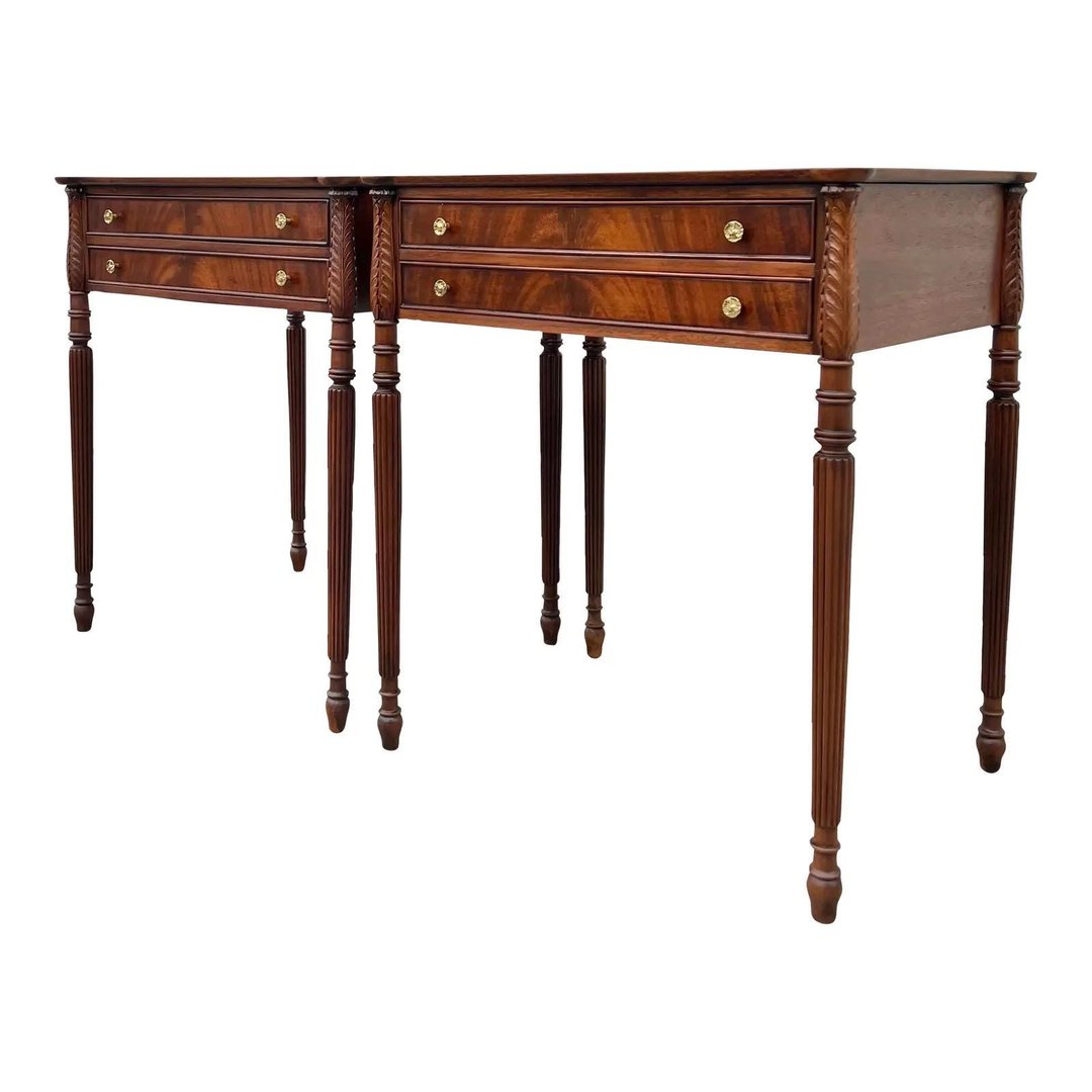 1940’s Acanthus Carved Federal Style Side Tables - a Pair | 2nd Story Trading Co | Rockaway, NJ