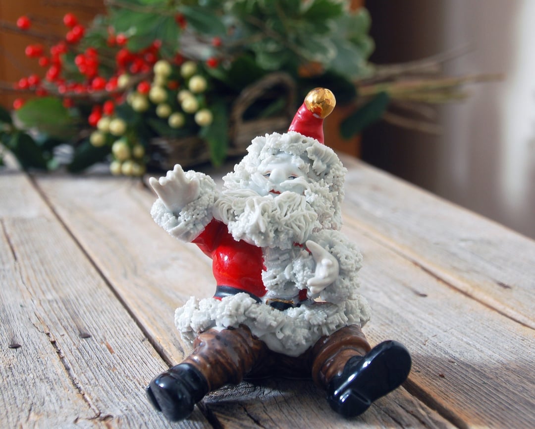 Vintage spaghetti Santa figurine / Japanese ceramic Santa / vintage ...