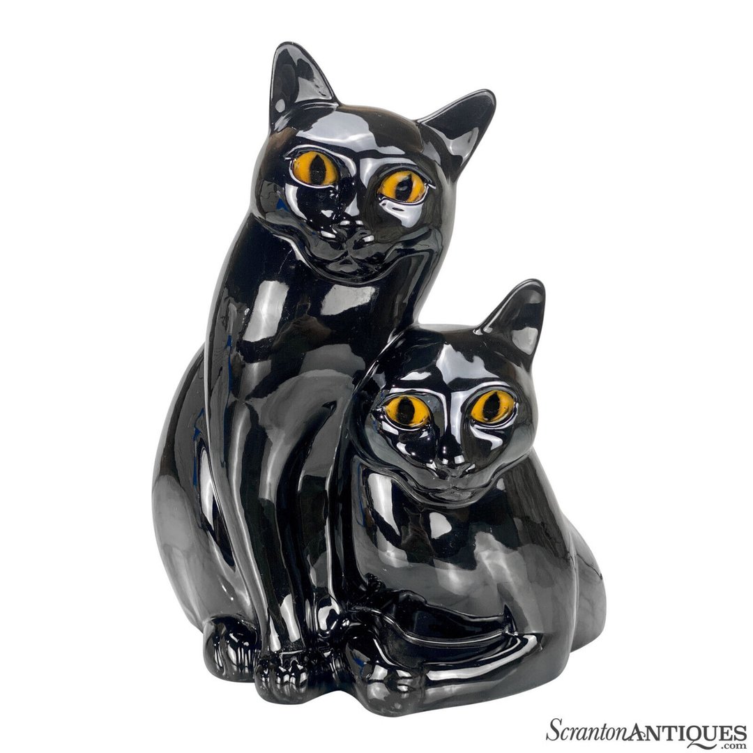 Mid-Century Modern Porcelain Black Cat TV Lamp by Leland Claes ...