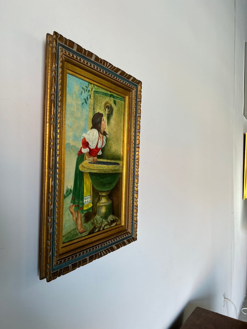 1960's David Jay " Roman Girl at a Fountain " Oil Painting | Miami ...