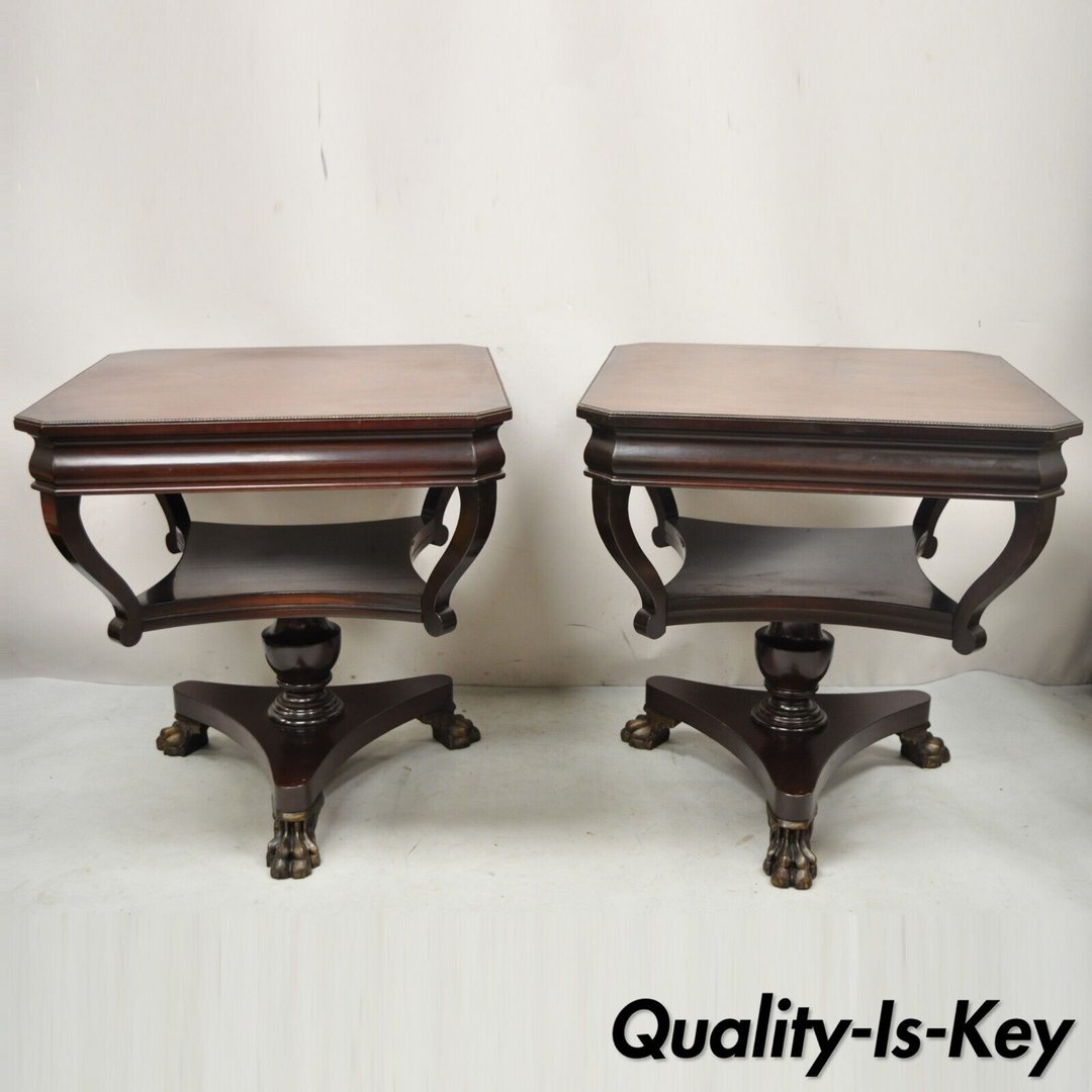 Vintage French Empire Style Mahogany Paw Feet Side Tables - | Quality ...