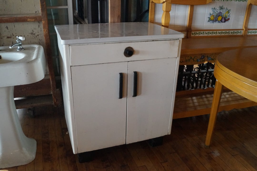 Retro White Metal Kitchen Cabinet Salvage One Chicago IL