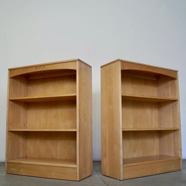 Vintage Postmodern Solid Birch Bookcases by Ethan Allen - Refinished ...