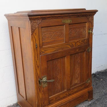 Baldwin Early 1900s Solid Oak Ice Box Refrigerator Cabinet 3473 ...