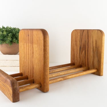 Vintage Wooden Sliding Book Rack, Wood Tabletop Bookshelf With ...