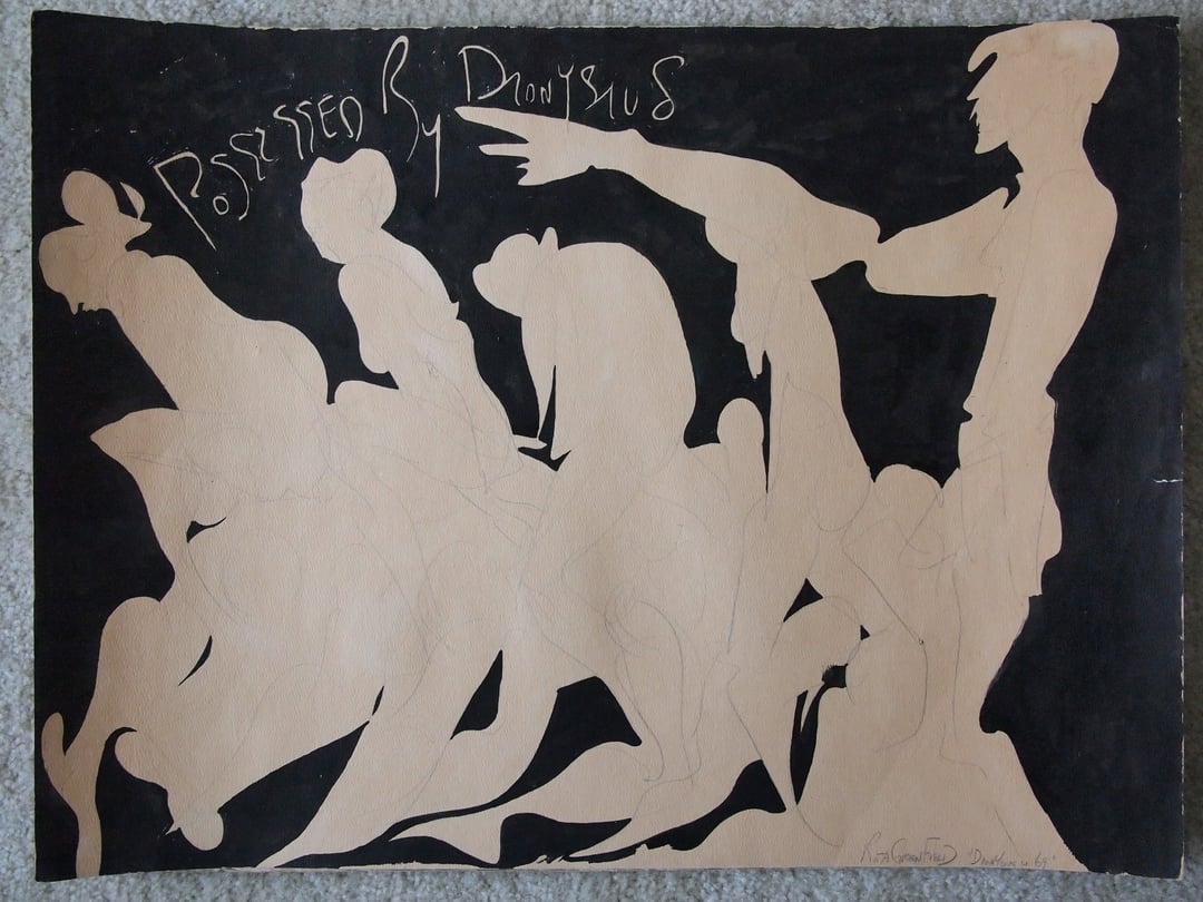 Original 1968 Rita FECHER ABSTRACT Expressionist PAINTING 18x24 ...