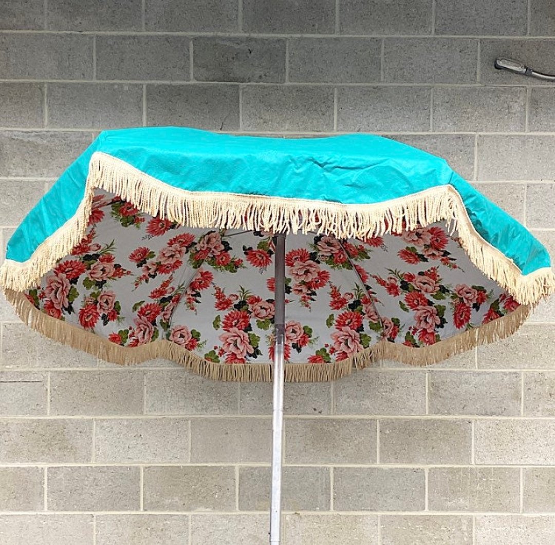 Vintage Patio Umbrella Retro 1960s Mid Century Modern + Blue with ...