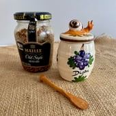 Vintage Dijon Mustard Pot, French Faience, 3 piece, Snail on Barrel ...