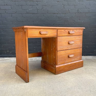 Antique Western Rustic Americana Oak Writing Desk, c.1950’s | Vintage ...