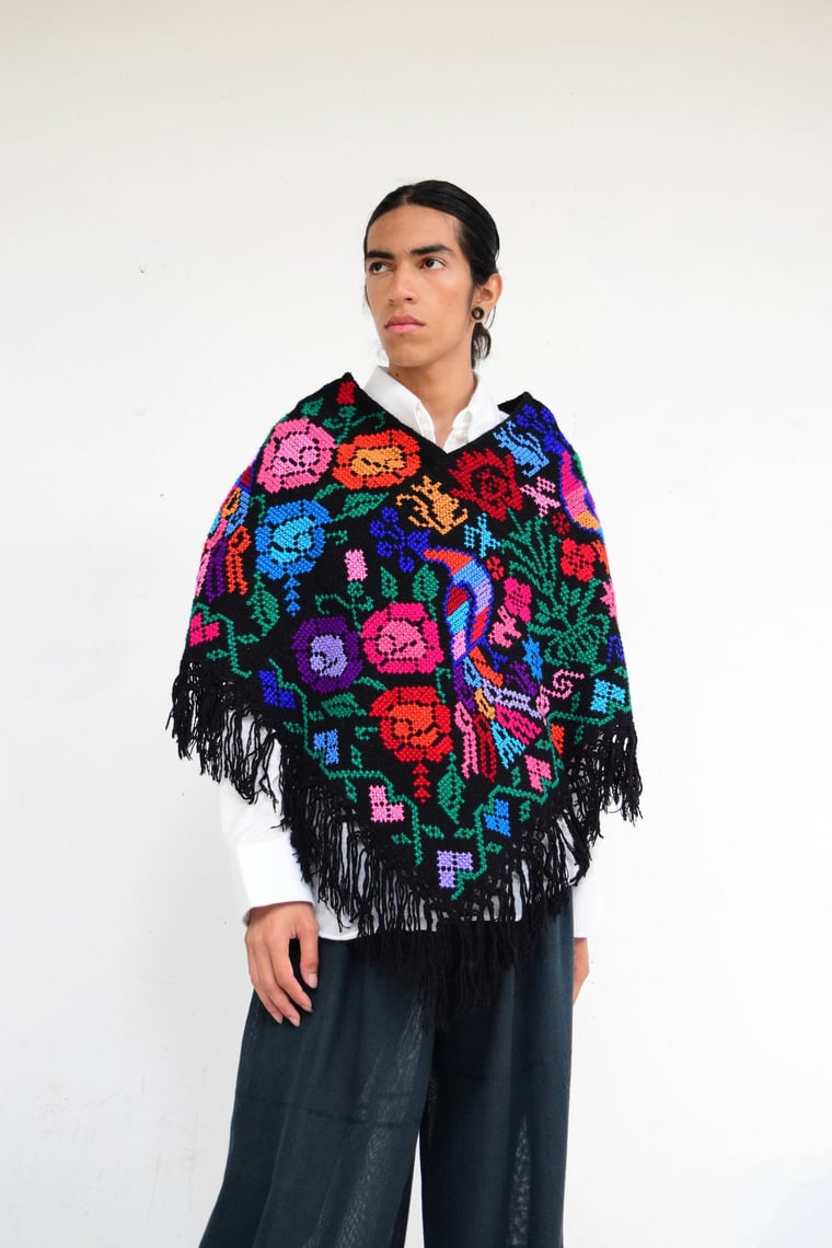 Mexican Poncho. Vintage Poncho. Embroidered Cape. | The Vintage Jesus ...