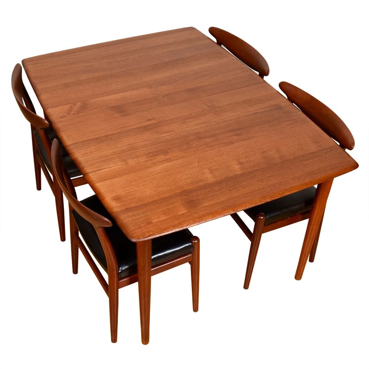 Solid Teak Danish Modern Expanding Dining Table by Johannes Aasbjerg ...