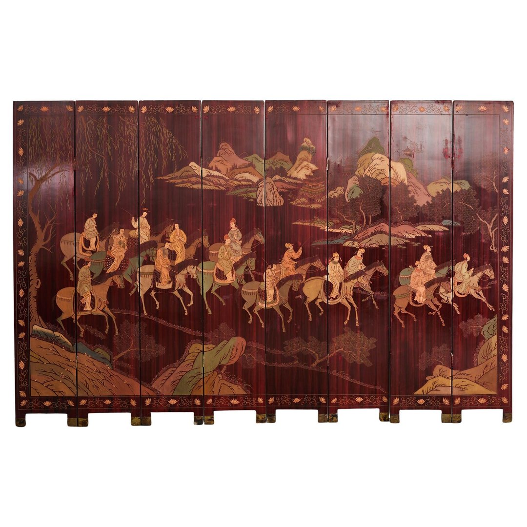 Chinese Export Eight Panel Coromandel Screen Horse Riding | Erin Lane ...