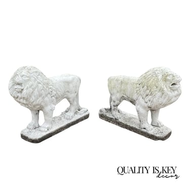 Large Vintage Classical Style Standing Lion Cement Guardian Garden ...