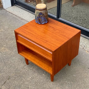 Cubic Teak 1 Drawer & Cubby Open Back Bedside Table | Mid-Century ...