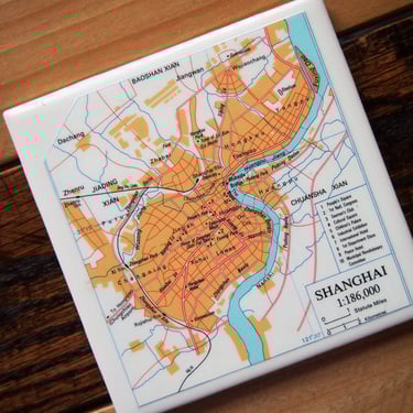 1985 Shanghai China Map Coaster. Shanghai Map. Vintage China | All ...