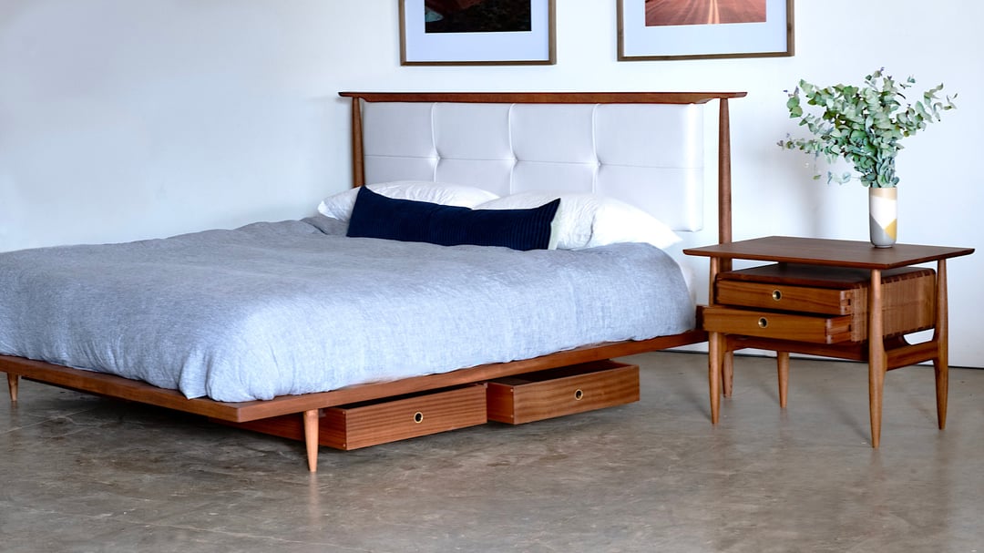 Mid Century Modern Storage Bed / Solid Wood Storage Bed / Handmade ...