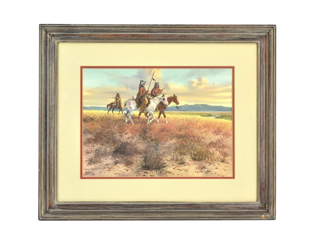 Ron Stewart Painting “Wolf Society” Native American Warriors in Wolf ...