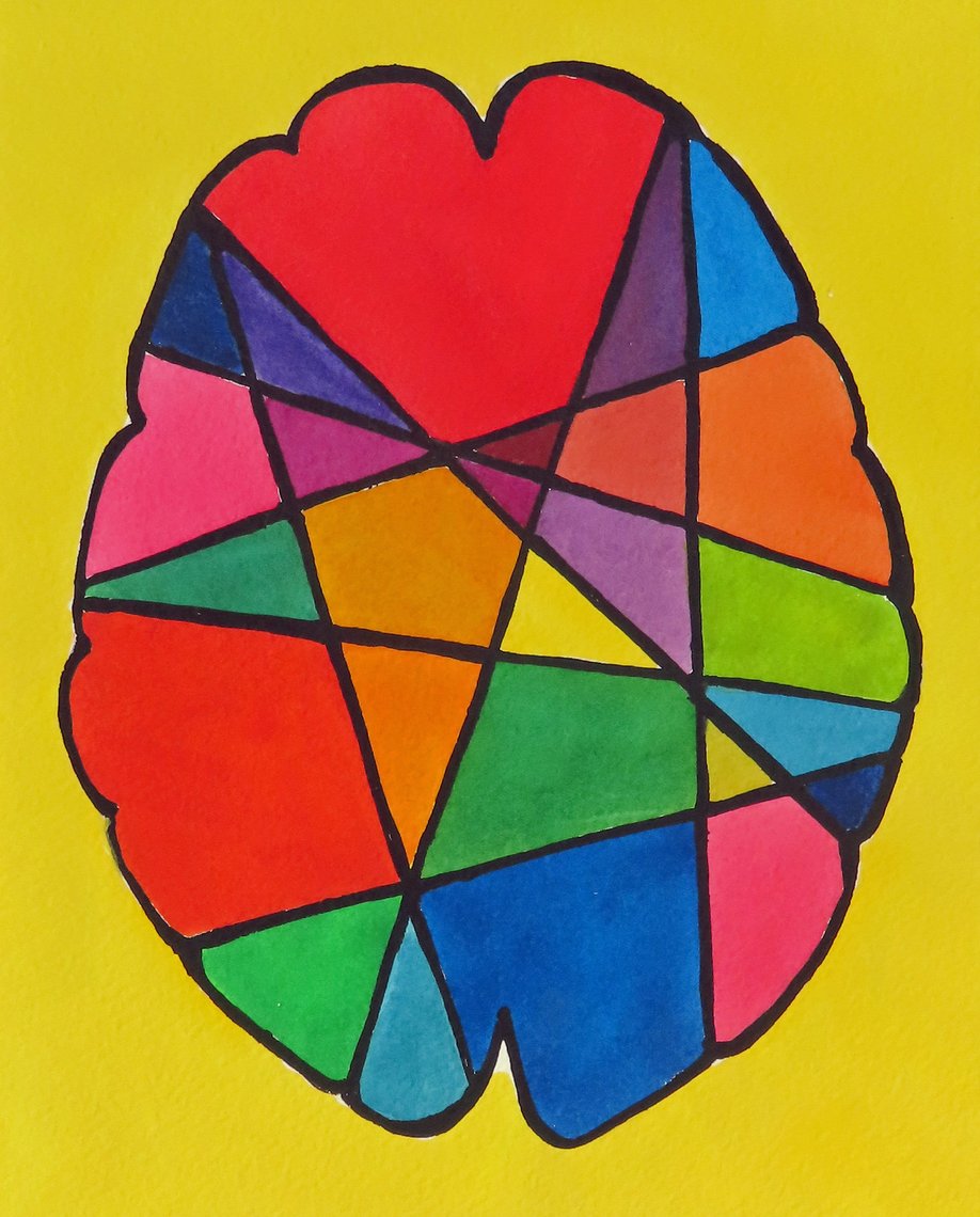 Stained Glass Brain 22 - original watercolor painting - neuroscience ...