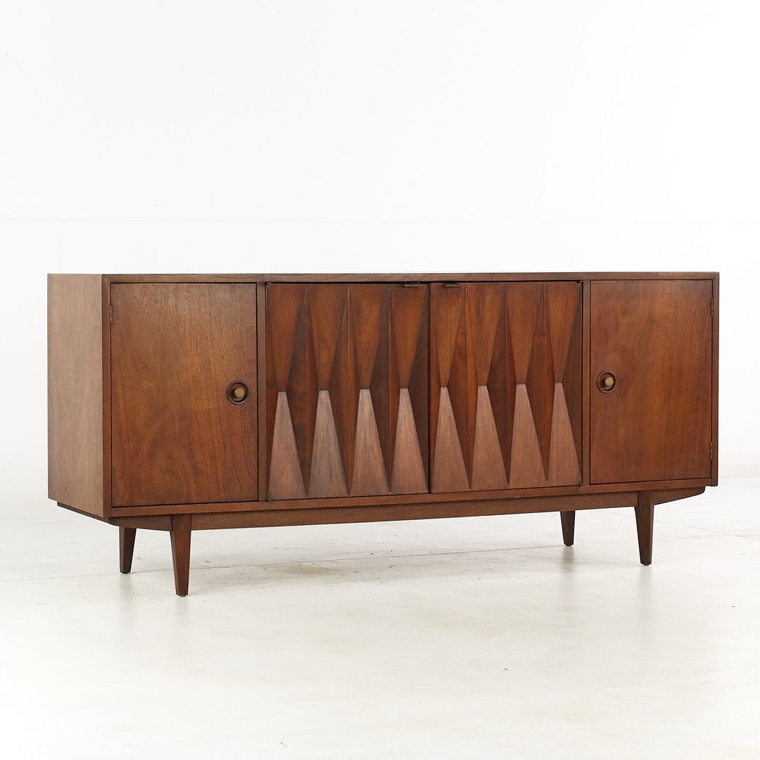 Albert Parvin for American of Martinsville Mid Century Walnut Diamond ...