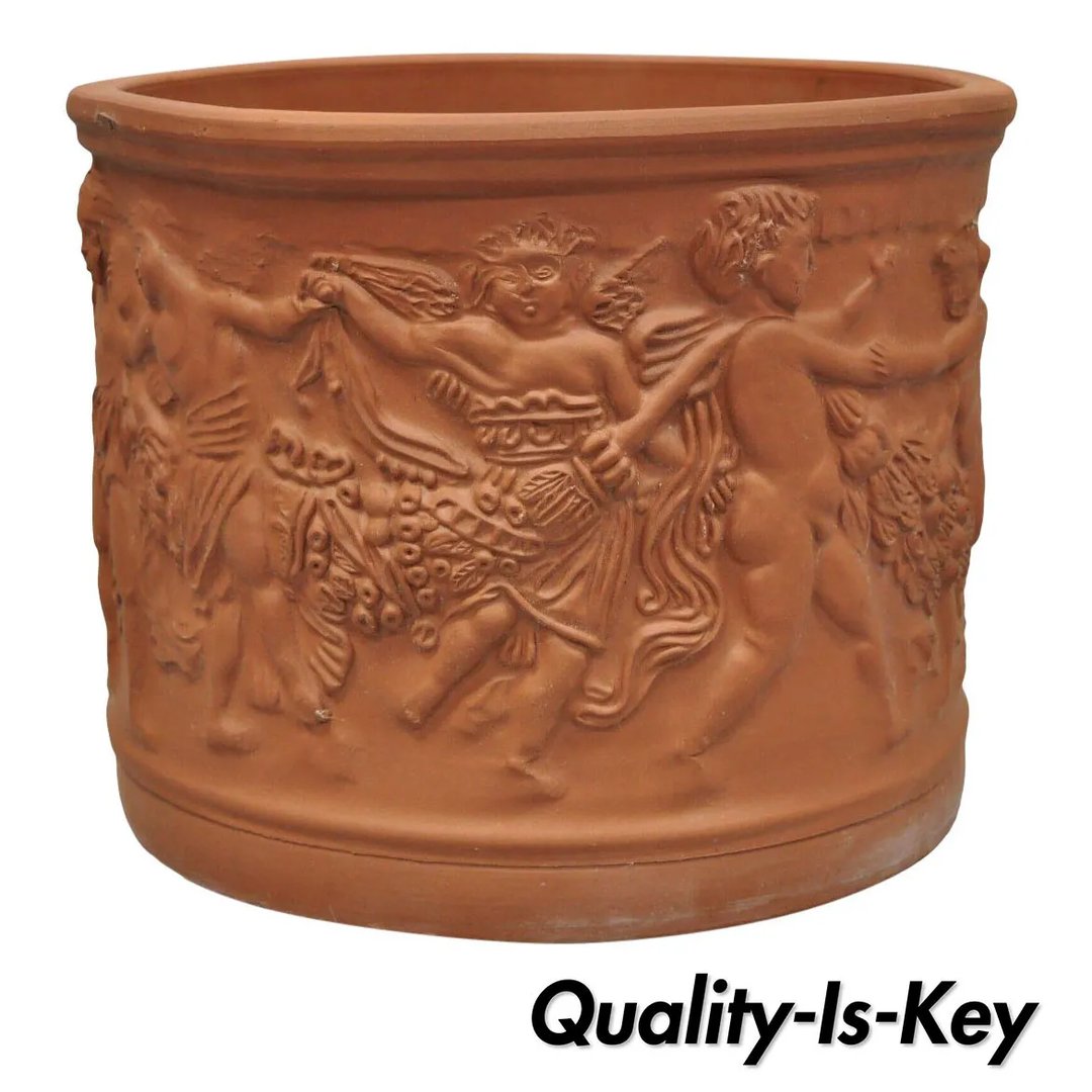 Large Italian Bitossi Red Terracotta Cherub Putti Garden Planter Flower ...