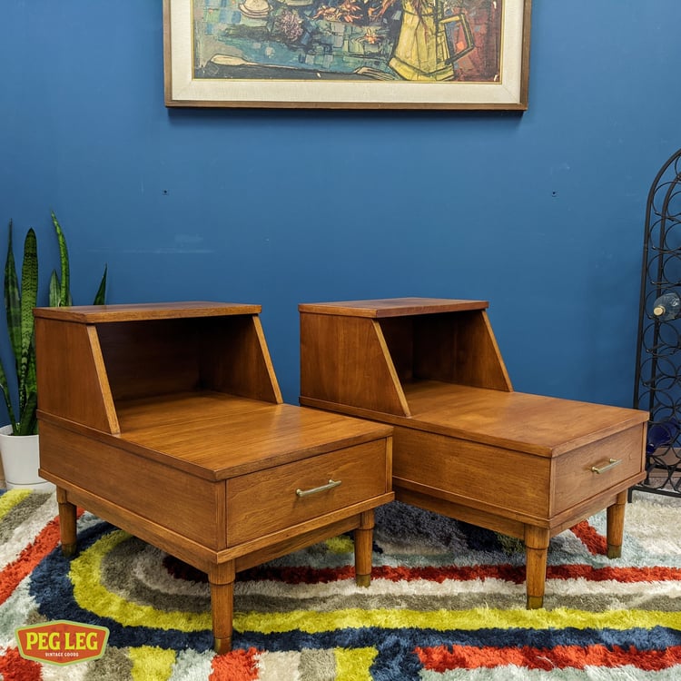 Pair of Mid-Century Modern walnut step tables from the Biscayne | Peg ...