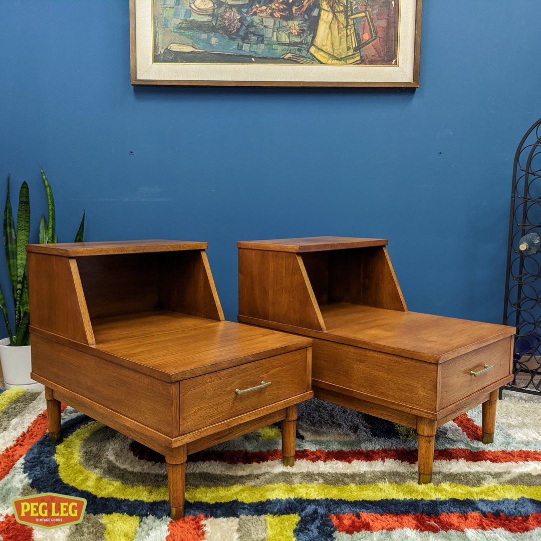 Pair of Mid-Century Modern walnut step tables from the Biscayne | Peg ...