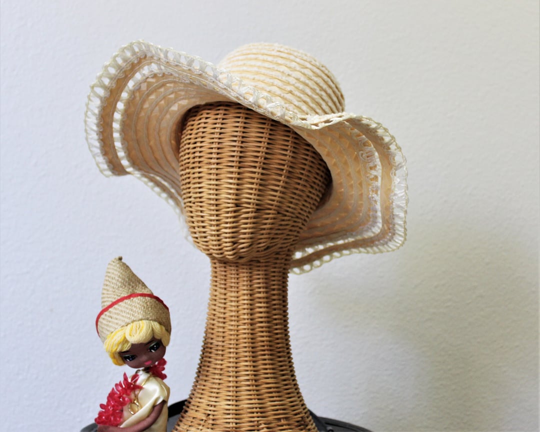 Rare Hat Vintage 1950s 60s Italian Straw Raffia and Chenille | Red Hat ...