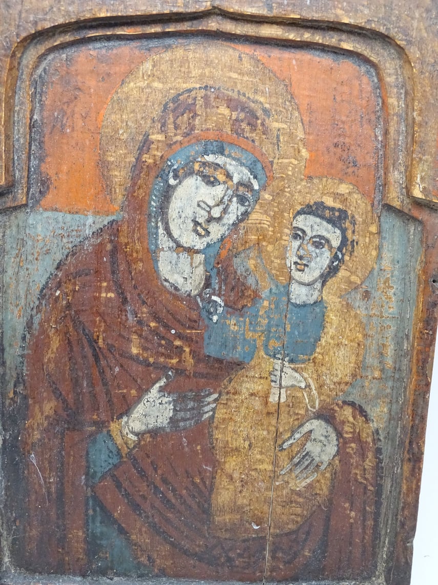 Antique 1800's Mary and the Christ Child Icon Retablo, Vintage ...