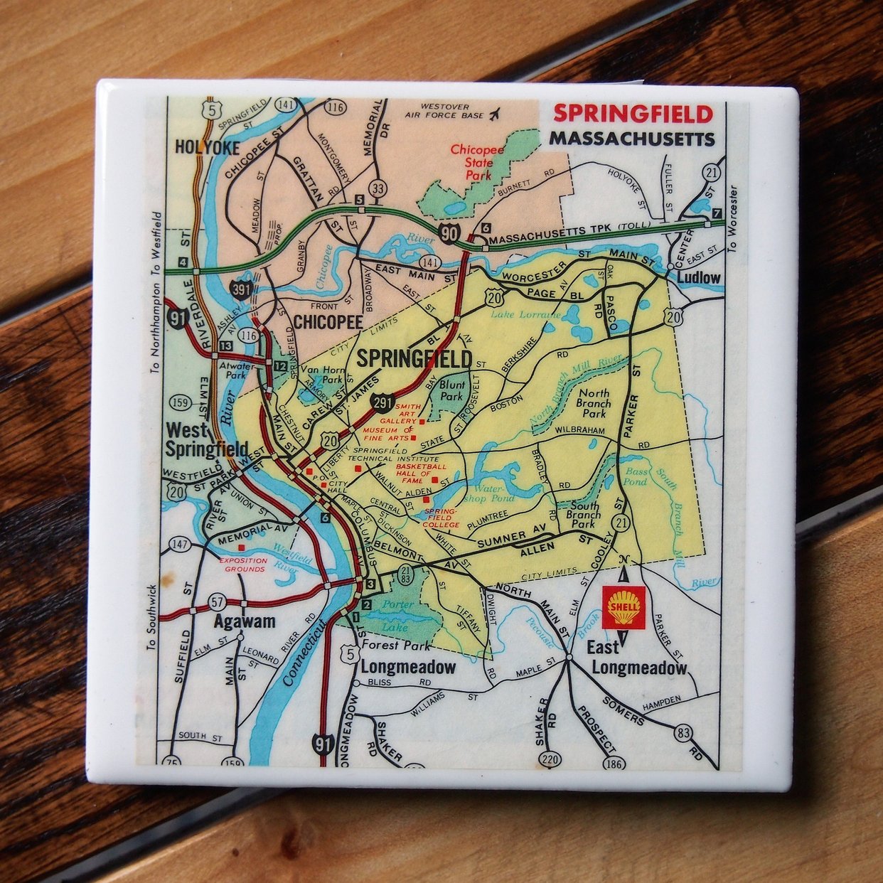 1973 Springfield Massachusetts Map Coaster. Springfield Map. City ...