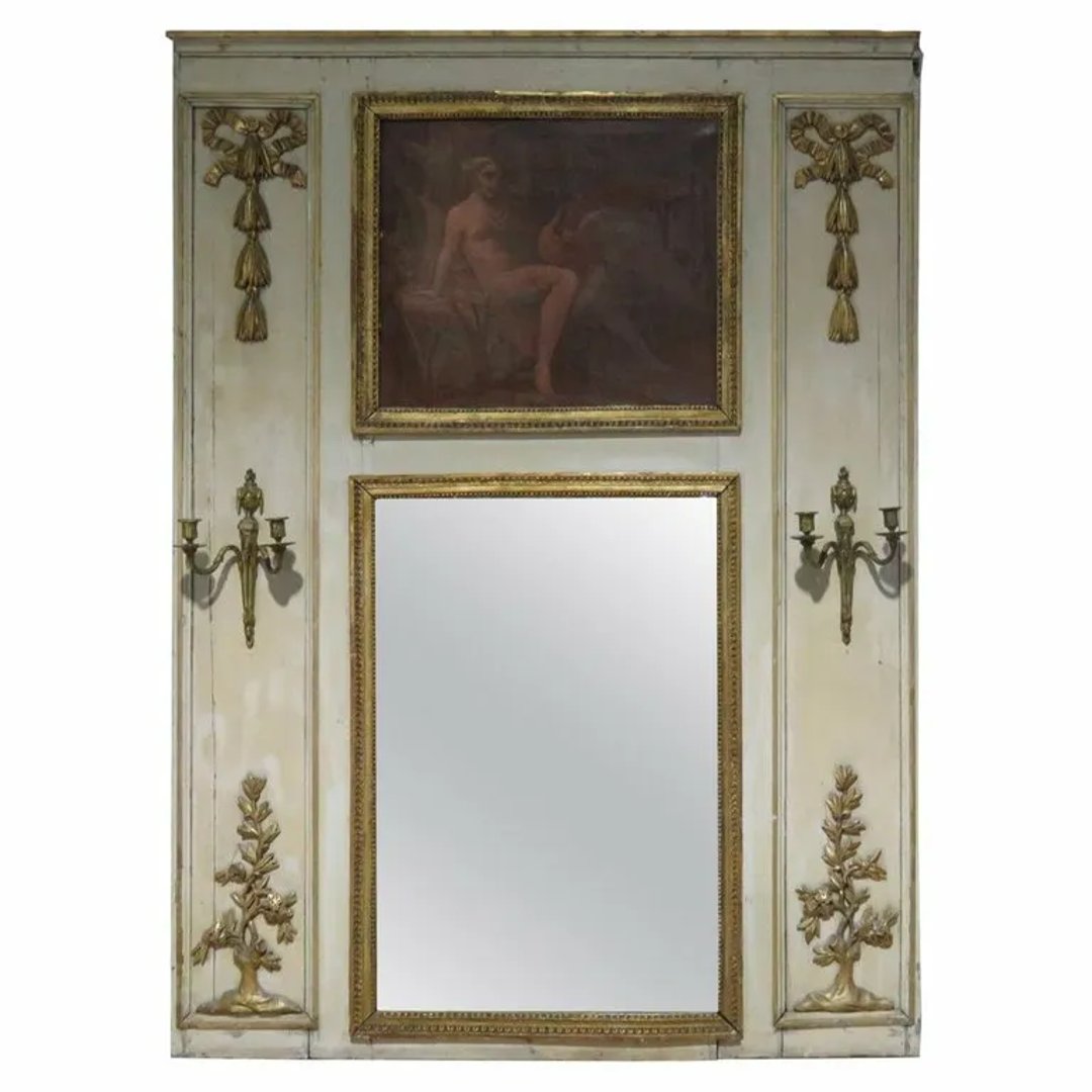 Incredible Figural Painted Gilded French Louis XVI 19th Century Trumeau ...