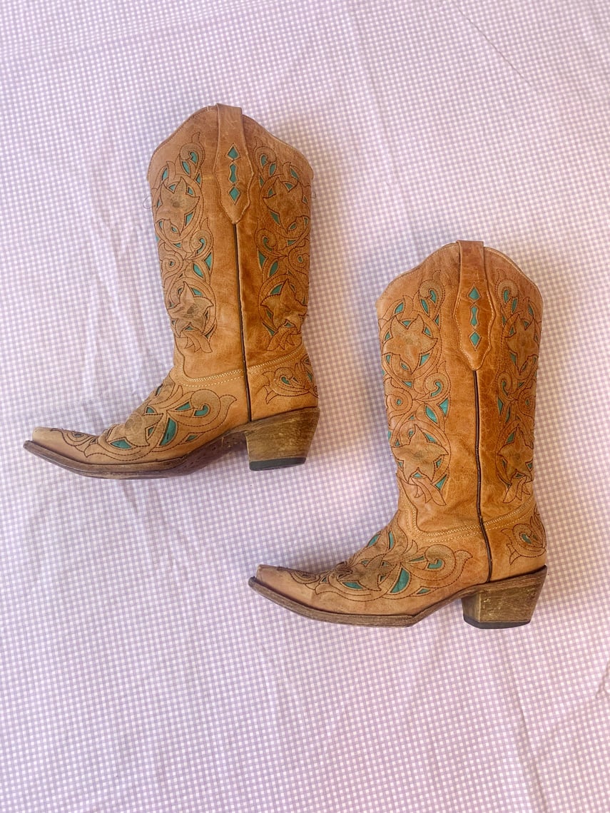 Teal and Tan Western Boots | Prototype Vintage | Austin, TX