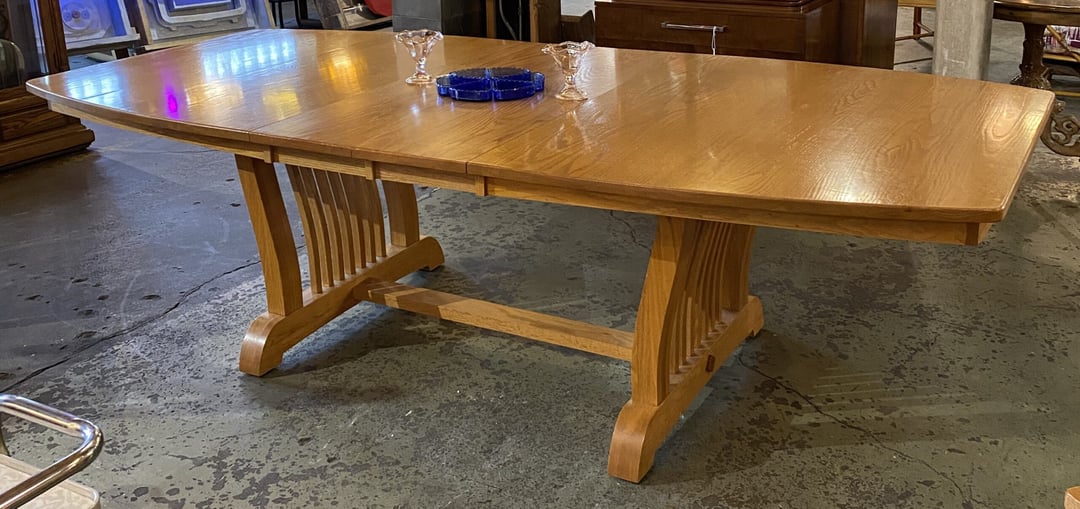Light Wood Mission Style Dining Table w 2 Leaves | Salvage One ...