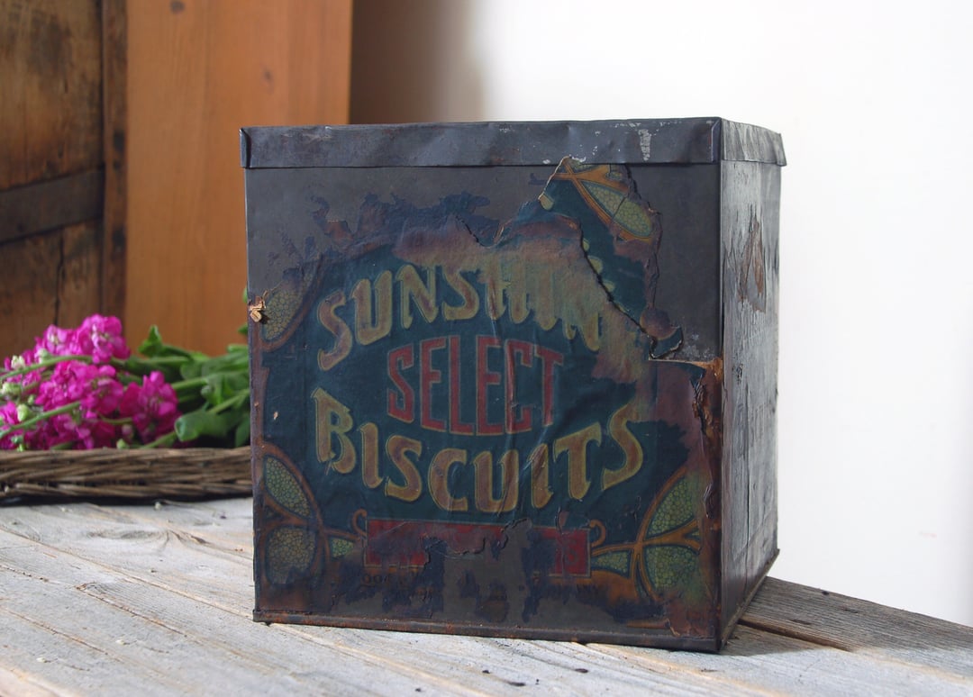 Antique Sunshine Biscuit tin / General Store counter display / Loose ...